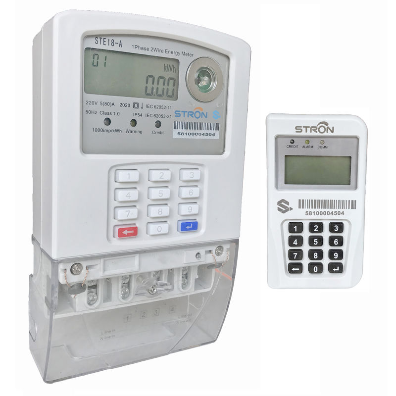 Prepaid Split Keypad Single Phase Energy Meter Low Credit Alarm Token Type