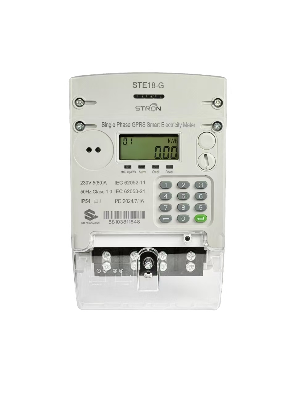 Keypad Input Smart Prepaid Electricity Meter Anti Tamper -25-70C High ...